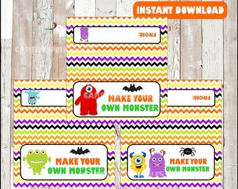 Printable Make Your Own Monster Bag Topper for Monster Halloween Favor ...