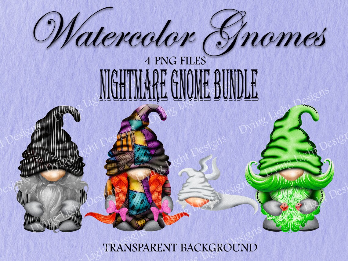 Halloween Nightmare Gnome PNG Clipart. 4 PNG Files Garden - Etsy