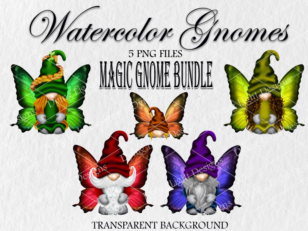 Magical Gnome Family PNG Clipart. 5 PNG Files Garden Gnome Watercolor ...