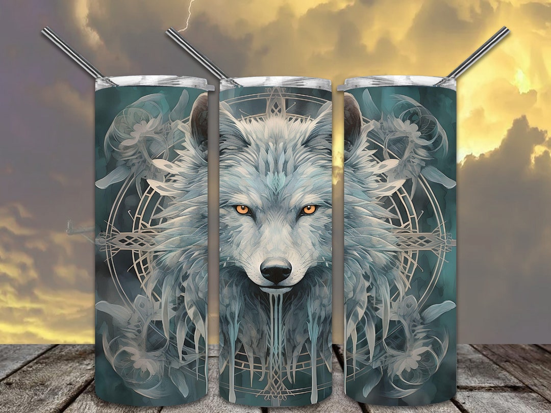 Ice Spirit Wolf 20oz Skinny Tumbler Sublimation Designs for Straight ...