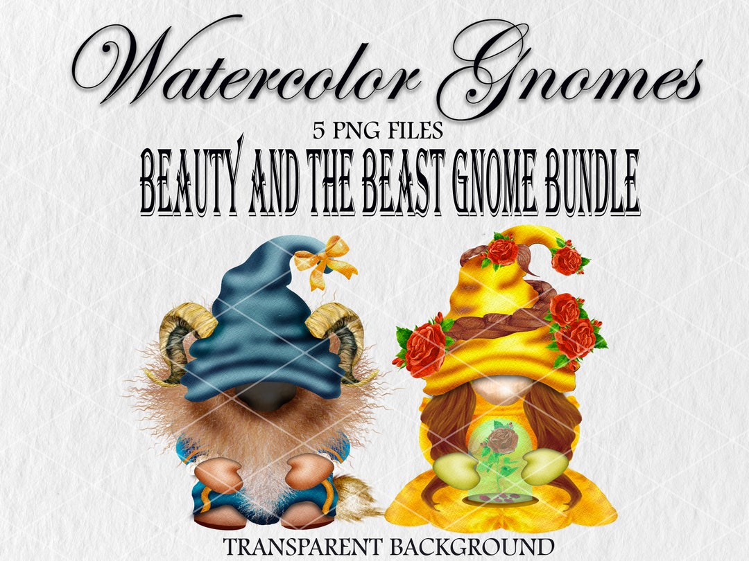 Storybook Fantasy Gnomes. 2 PNG Files Garden Gnome Watercolor Clipart ...