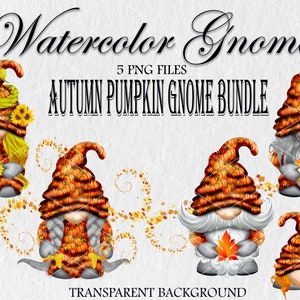 Autumn Pumpkin Gnome Family PNG Clipart. 5 PNG Files Garden Gnome ...