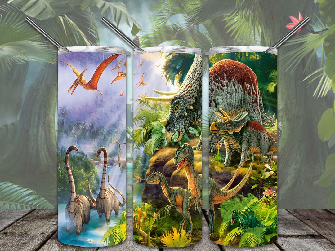Dino Day Out 20oz Skinny Tumbler Sublimation Designs for Straight ...