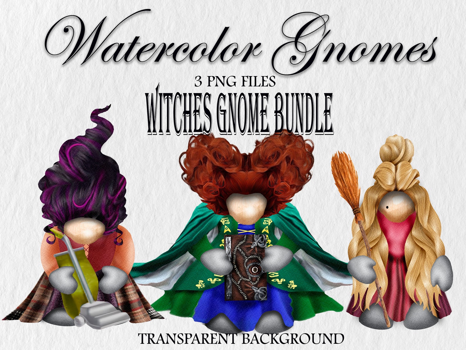 Halloween Witches Hocus Gnome PNG Clipart. 3 PNG Files Garden Gnome ...