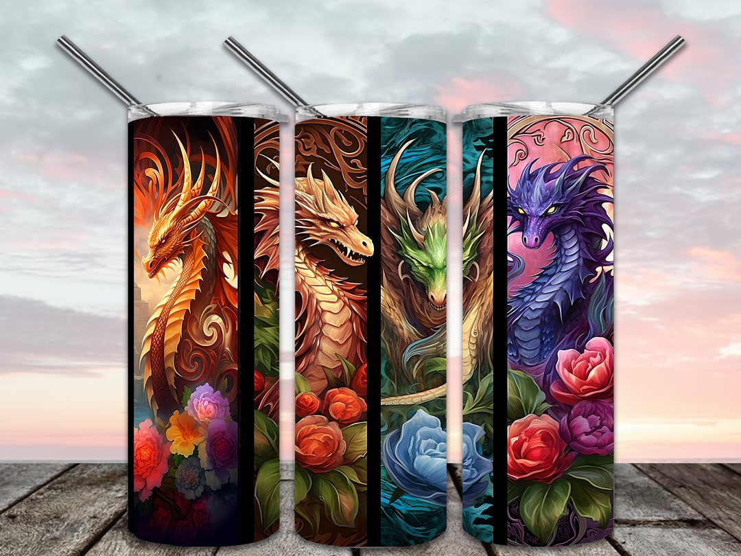 Ancient Dragon Scrolls 20oz Skinny Tumbler Sublimation Designs for ...