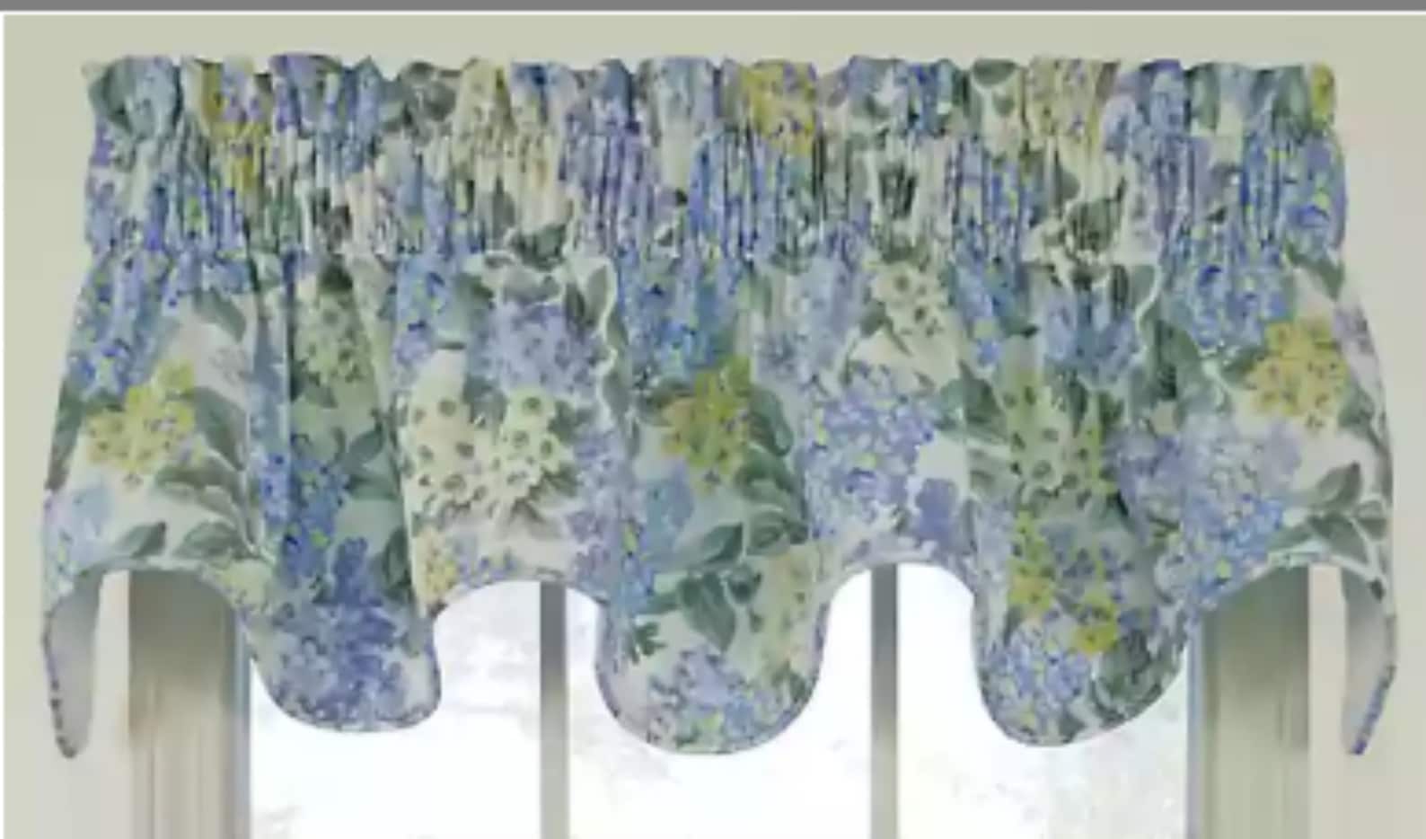 Hydrangea Blue Scalloped Valance - Etsy