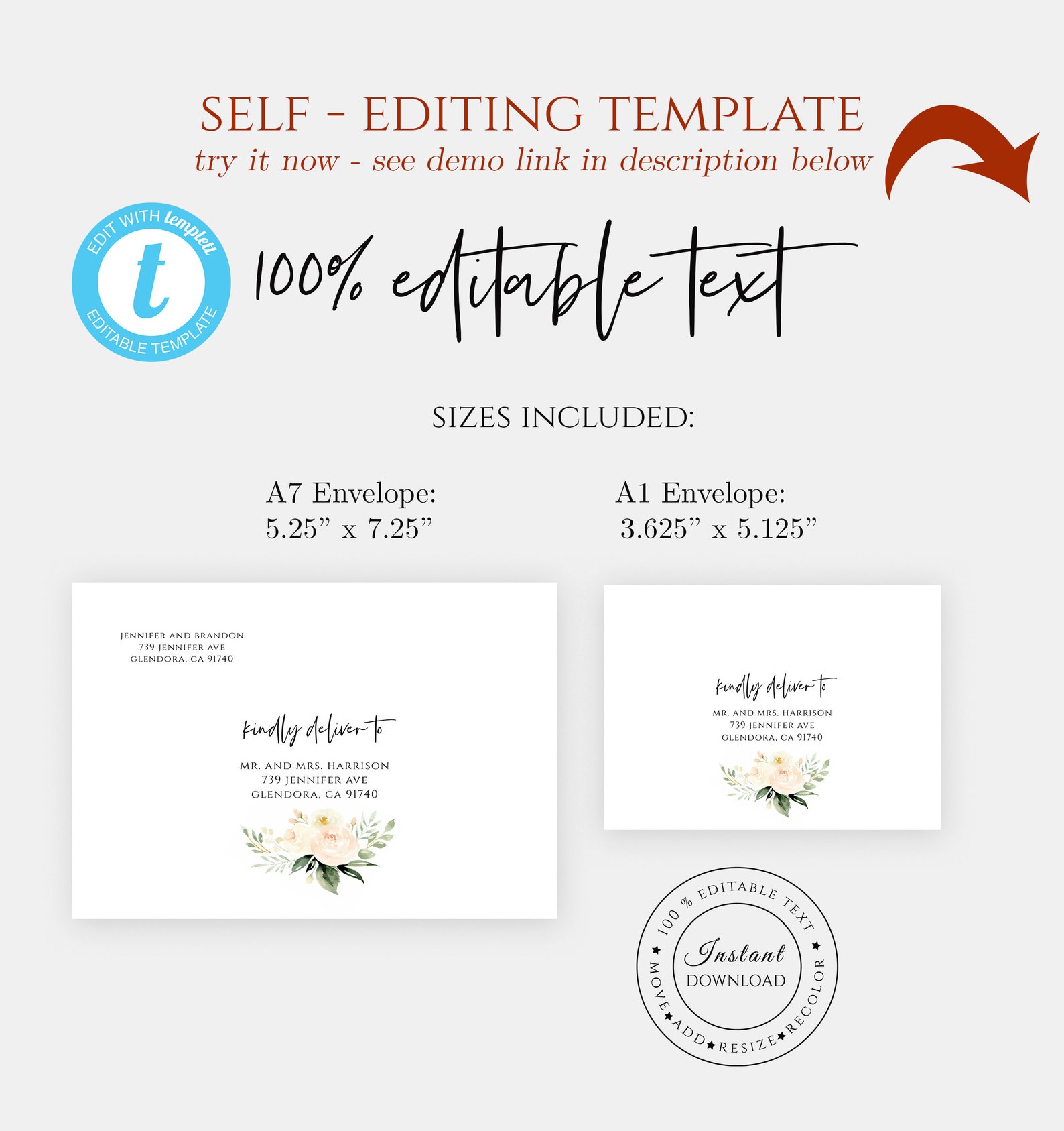 Envelope Template Wedding Address Printable Instant - Etsy