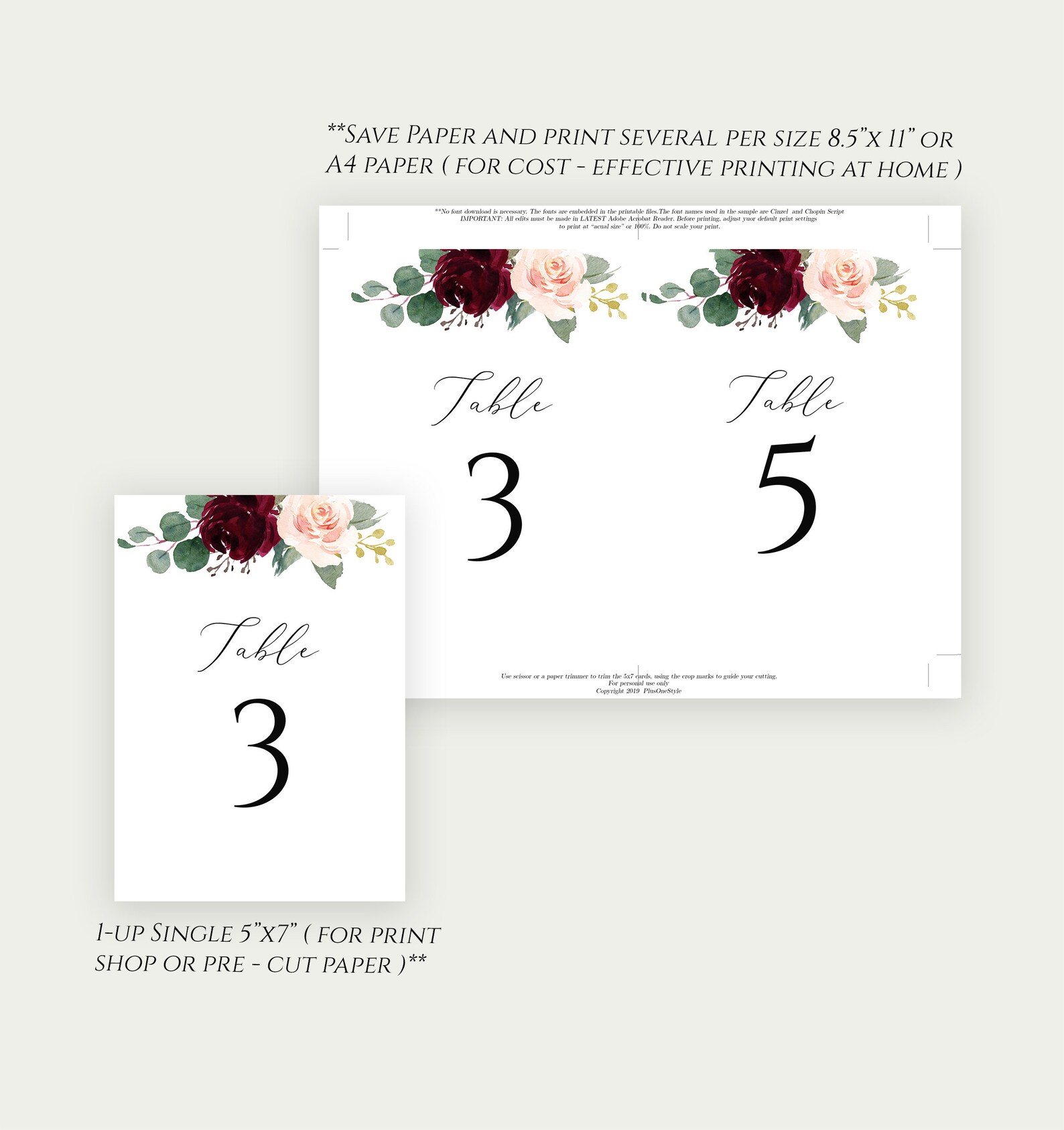 Wedding Table Numbers Printabl Table Numbers Template - Etsy