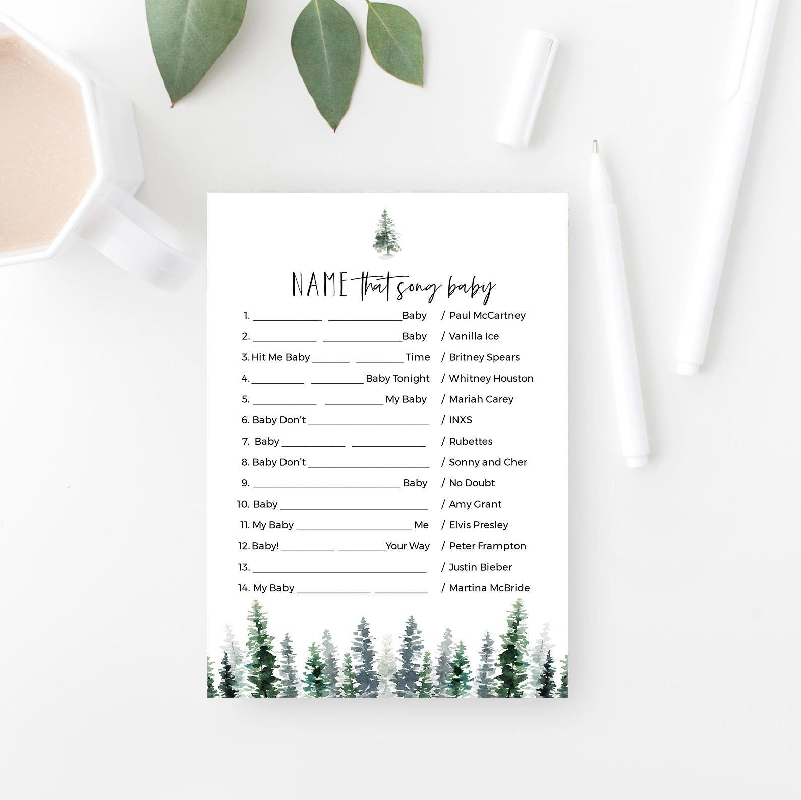 Pine Tree Baby Shower Game Bundle Printable Virtual / | Etsy