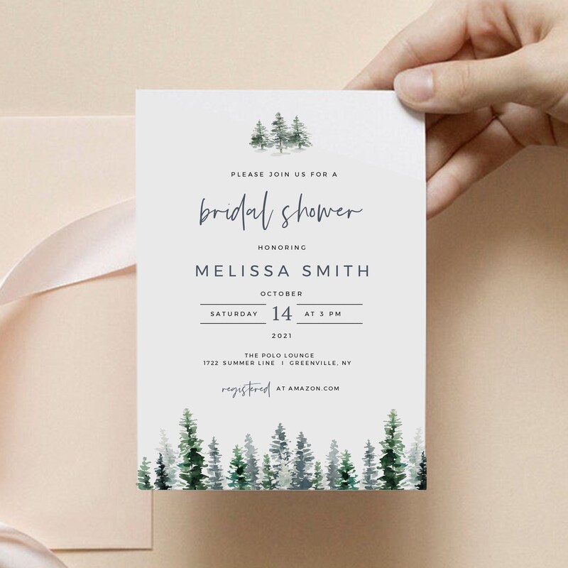 Pine Tree Invitation - Etsy