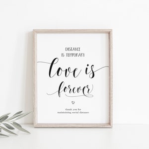 Distance is Temporary Love is Forever Sign Social Distance | Etsy