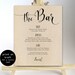 4 Sizes Bar Menu Sign the Bar Sign Bar Menu Printable Drinks Sign Bar ...