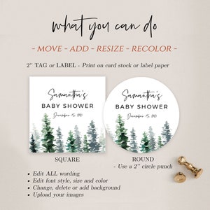 Round Favor Tag Template, Printable Round Baby Shower Label, Fully ...