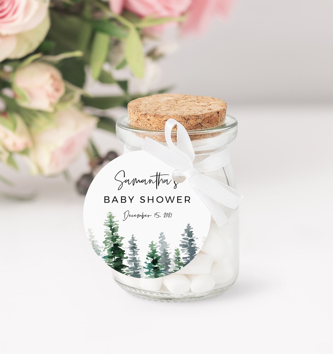 Round Favor Tag Template, Printable Round Baby Shower Label, Fully ...