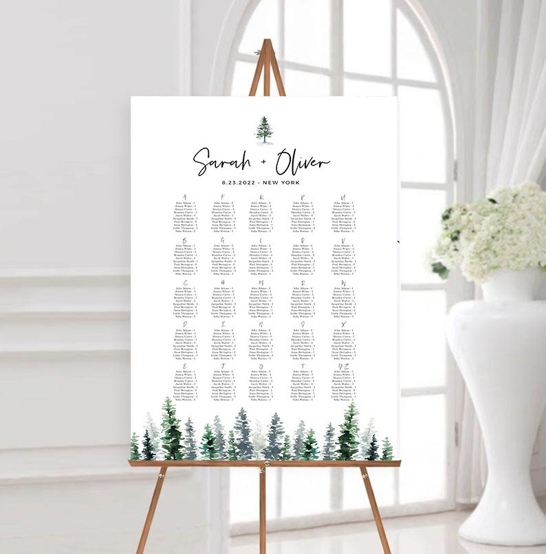 Pine Tree Wedding Seating Chart Alphabetical Table Seating - Etsy