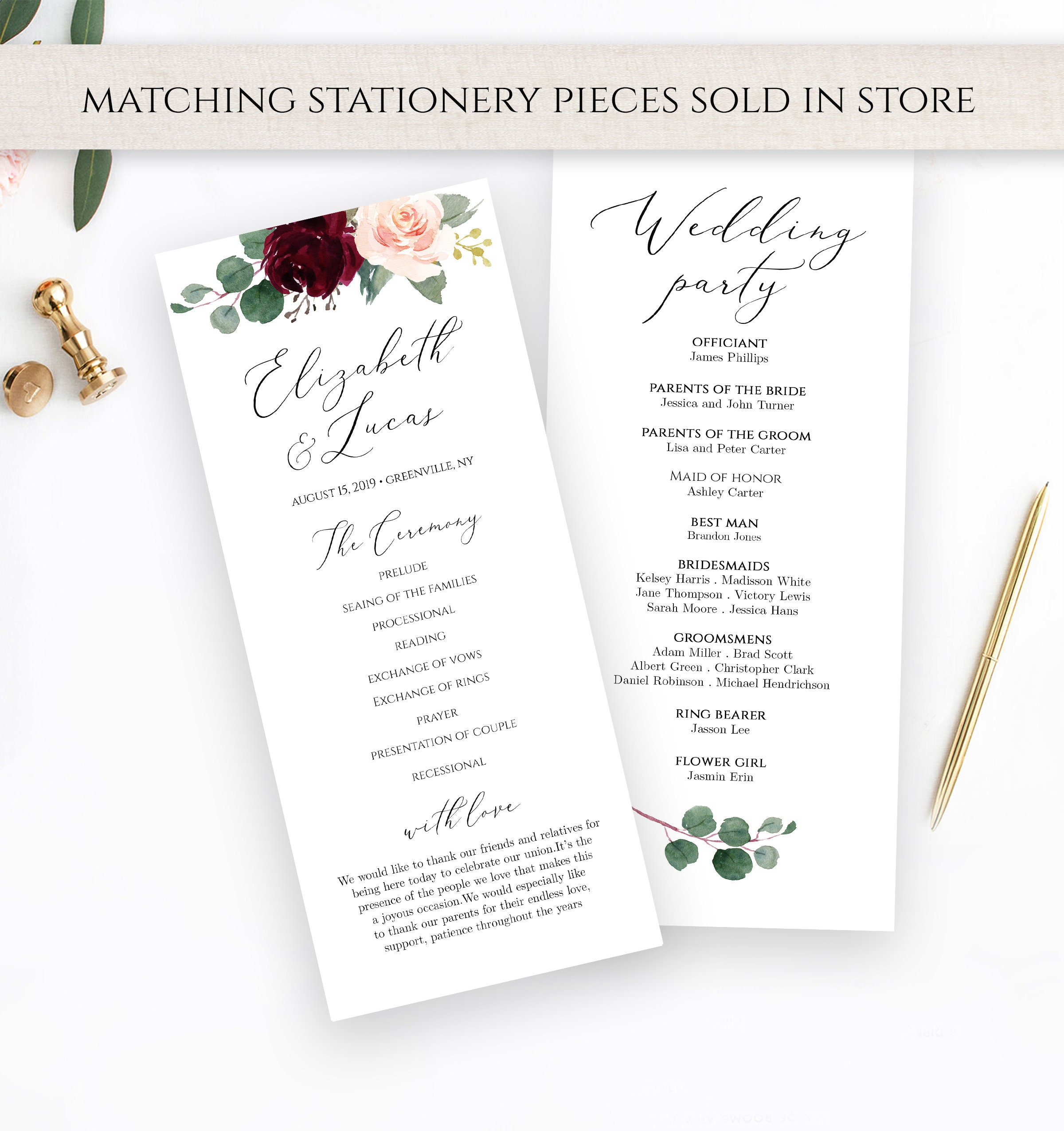 Wedding Menu Cards Wedding Dinner Menu Card Template Fully | Etsy