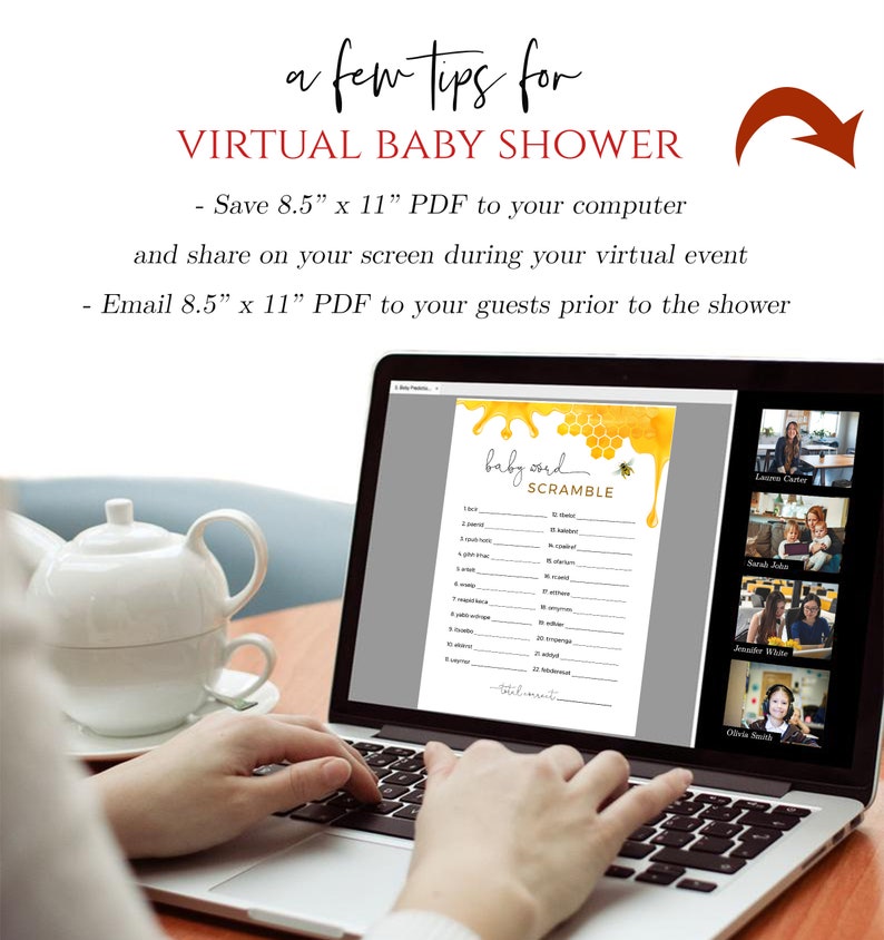 Bee Baby Word Scramble Game Printable Virtual Editable | Etsy