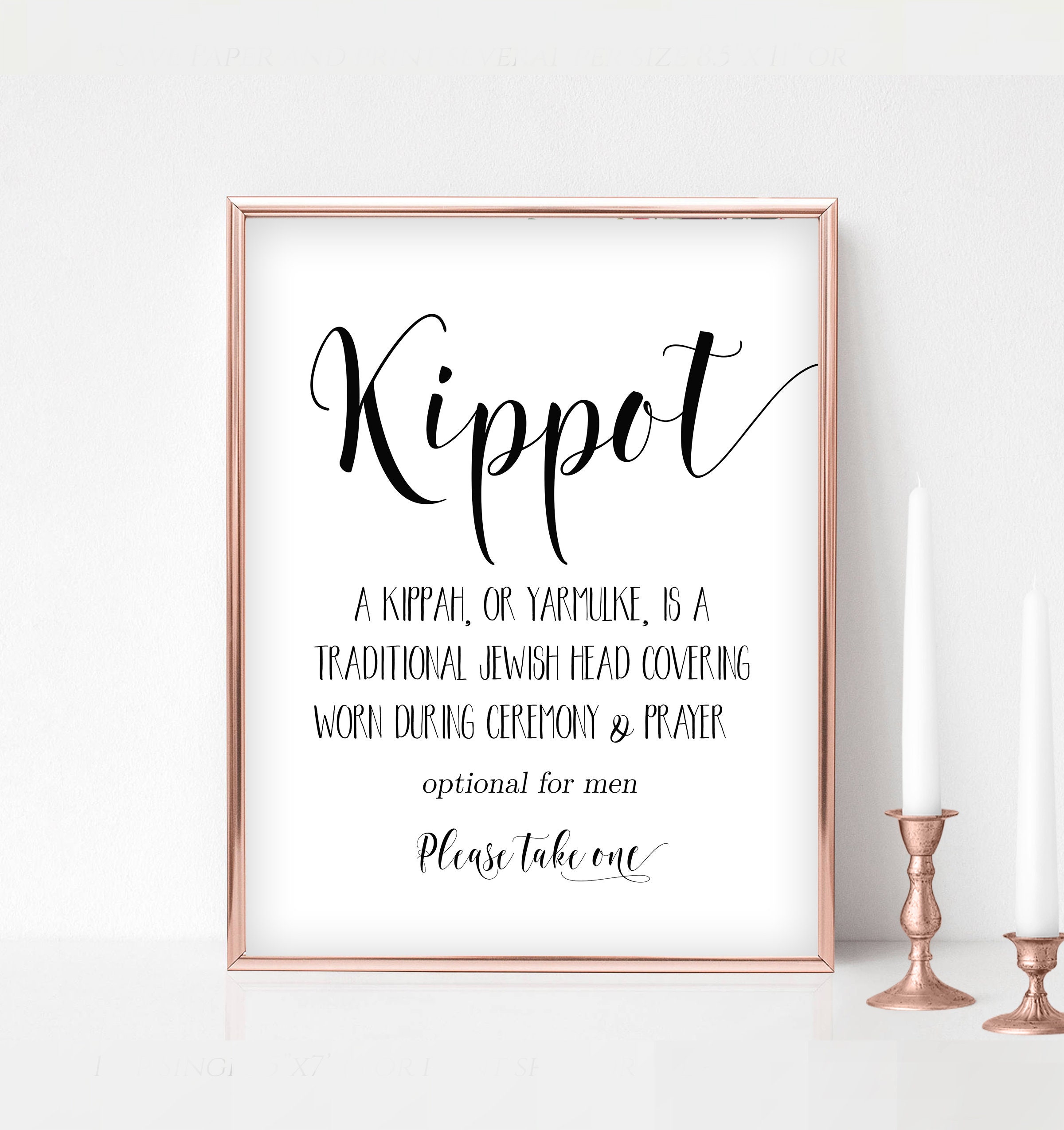 Kippot Sign Kippot Wedding Sign Printable Kippah Sign | Etsy