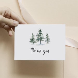 Pine Tree Wedding Thank You Card Template: Printable DIY (instant ...