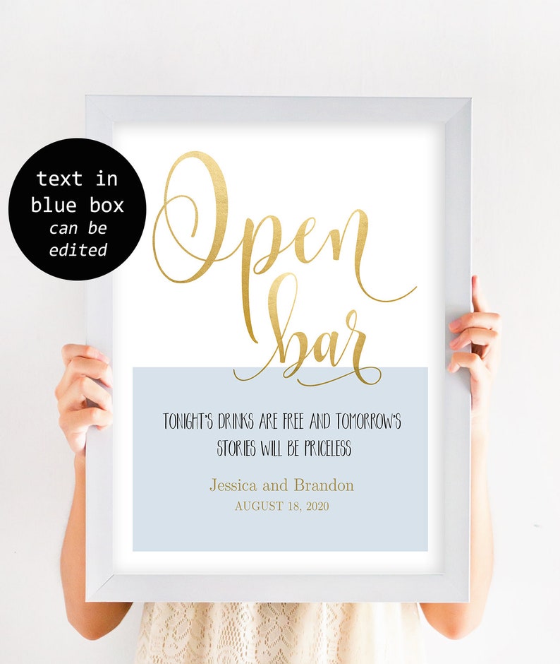 Open Bar Sign Wedding Bar Sign Bar Signage Printable Reception | Etsy