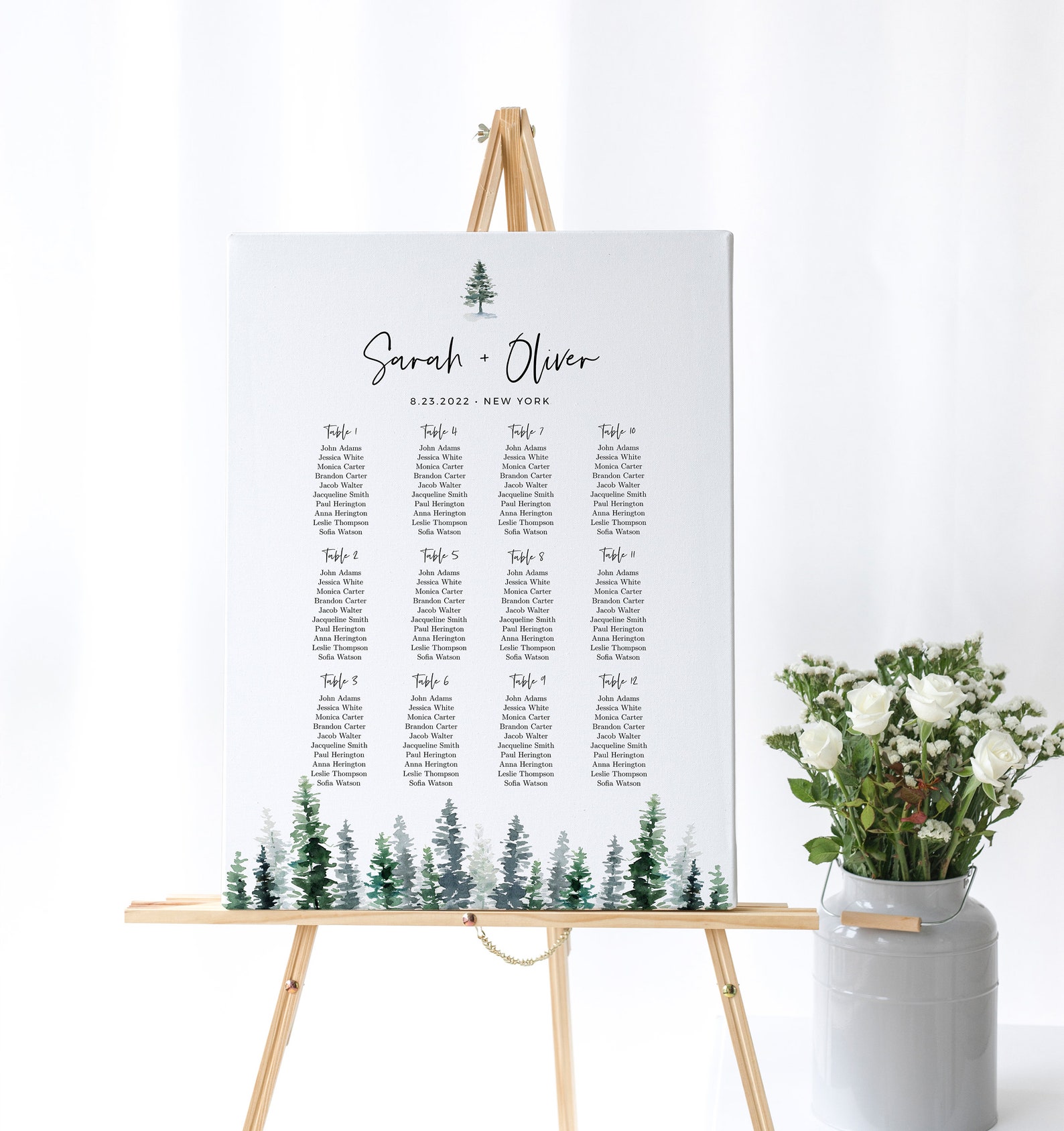 Pine Tree Wedding Seating Chart Alphabetical Table Seating - Etsy
