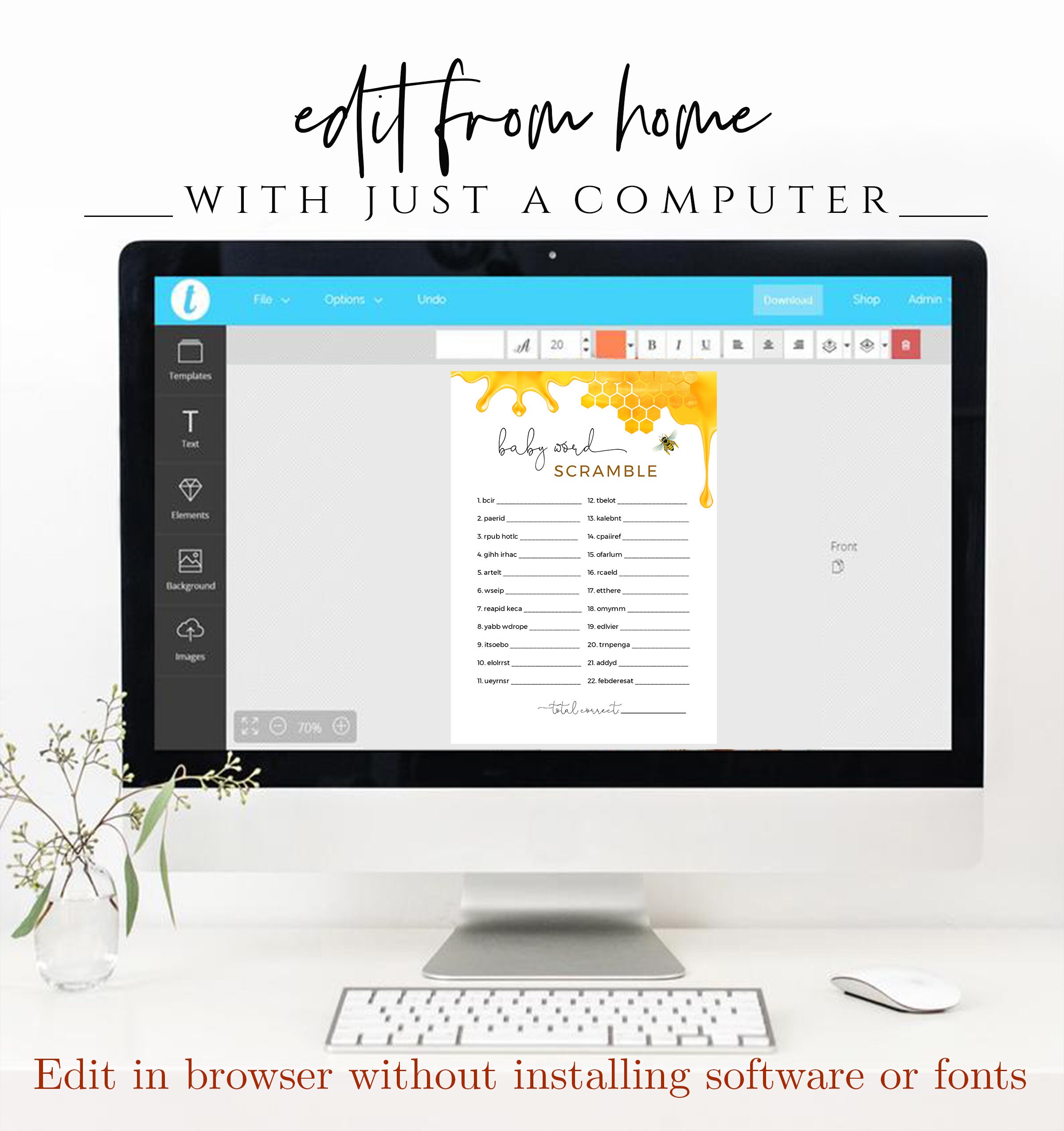 Bee Baby Word Scramble Game Printable + Virtual, Editable Template ...
