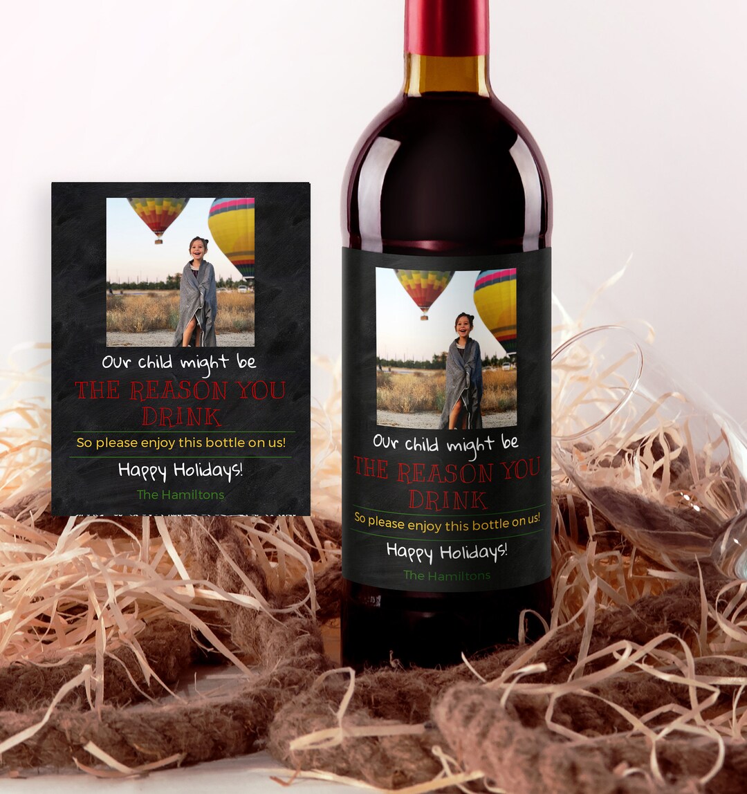 Photo Wine Label Template, Teacher Wine Label, Teacher Thank You Gift ...