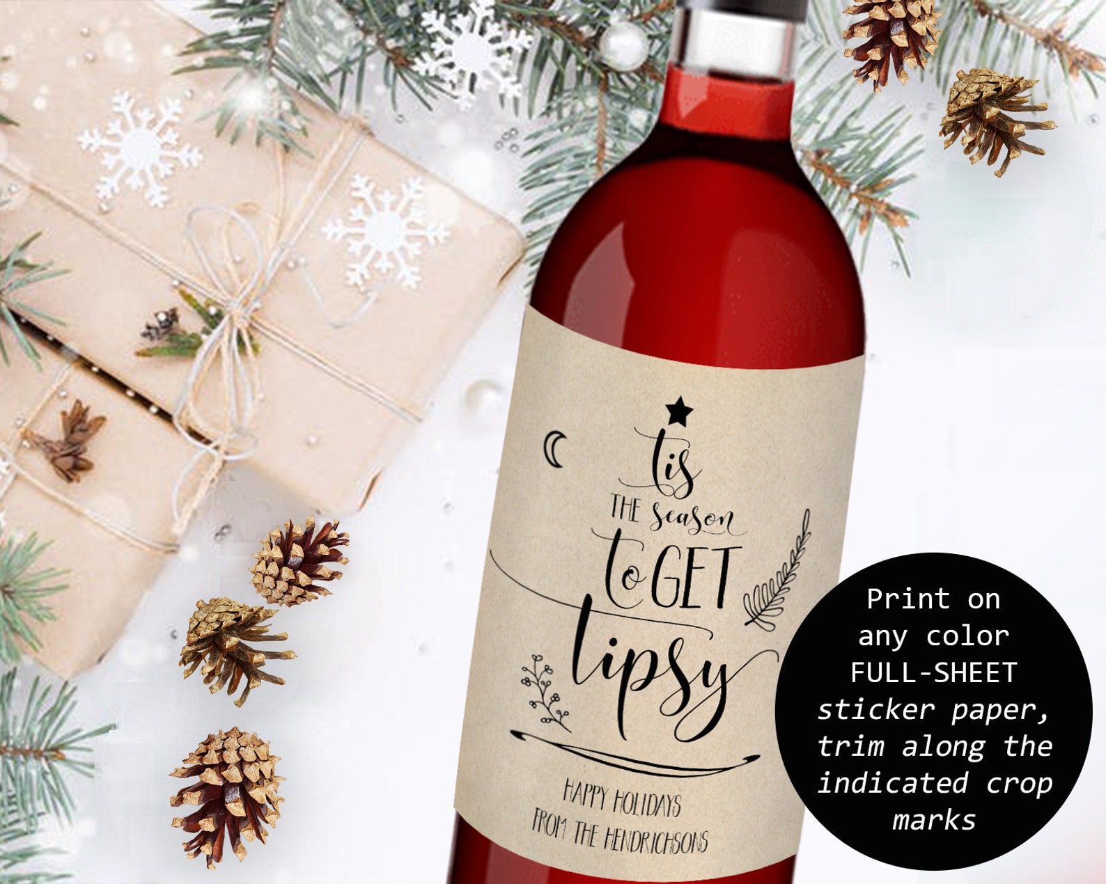 Personalized Christmas Wine Labels Collection Set of 4 - Etsy