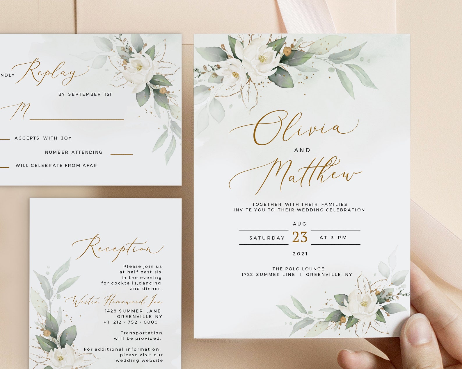 Greenery Wedding Invitation Template Wedding Invitation - Etsy