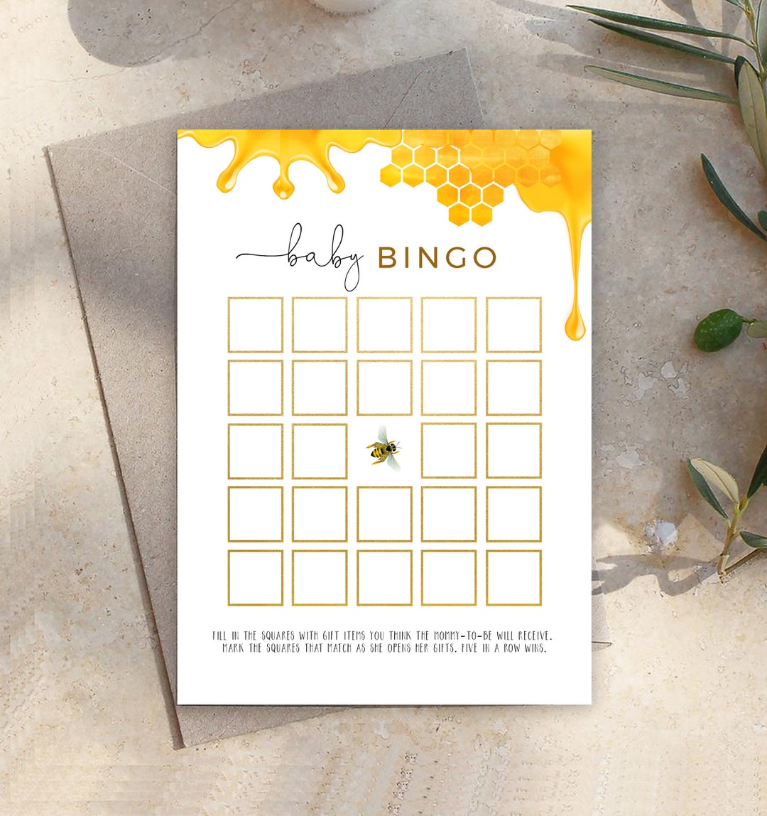 Baby Shower Bingo Bee Baby Bingo Cards Baby Shower Game - Etsy