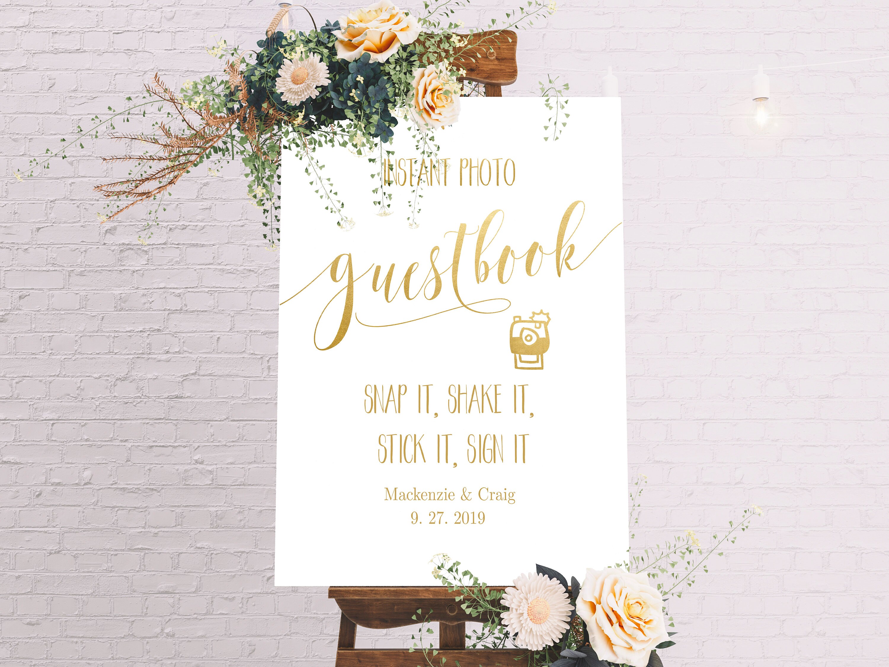 Instant Photo Guestbook Sign Personalized Photo Booth Sign | Etsy