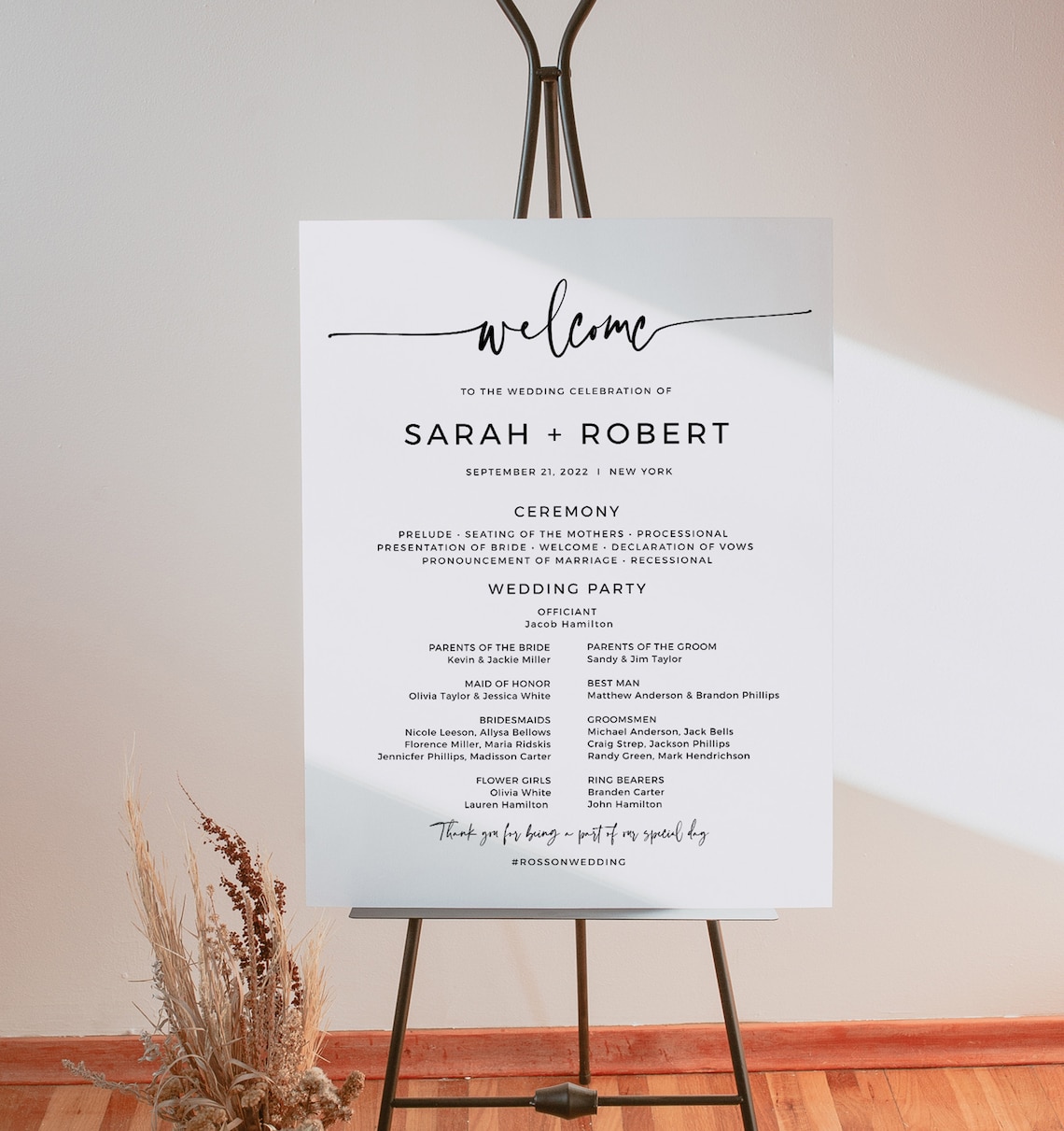 Minimalist Wedding Program Sign Printable Order of Service Template ...