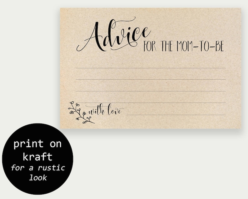 Printable Baby Shower Advice Cards Mom-to-be Printable Advice Cards ...