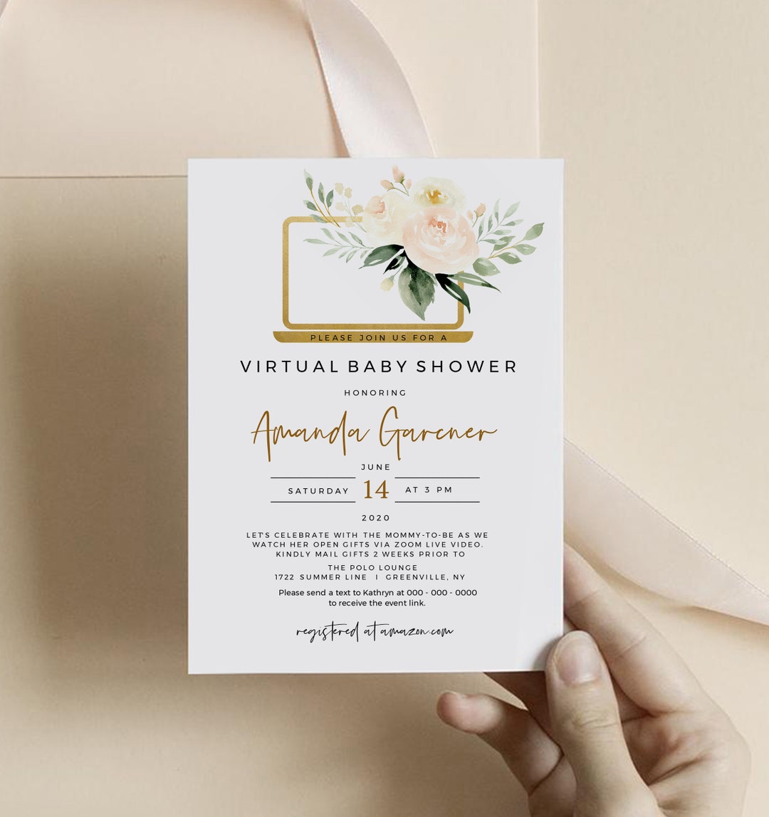 Virtual Baby Shower Invitation Template Social Distancing Shower, Long ...