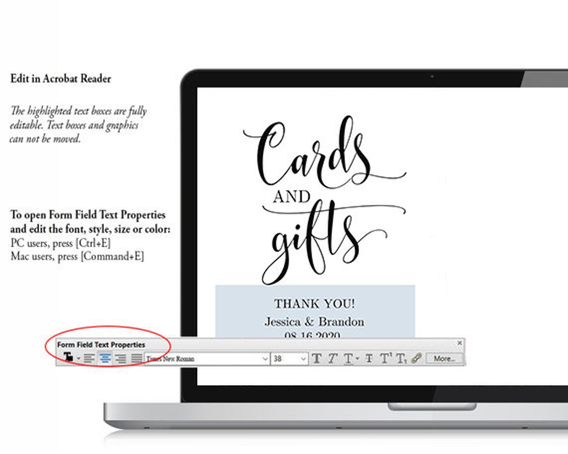 Printable Cards and Gifts Sign Instant Download Editable PDF - Etsy