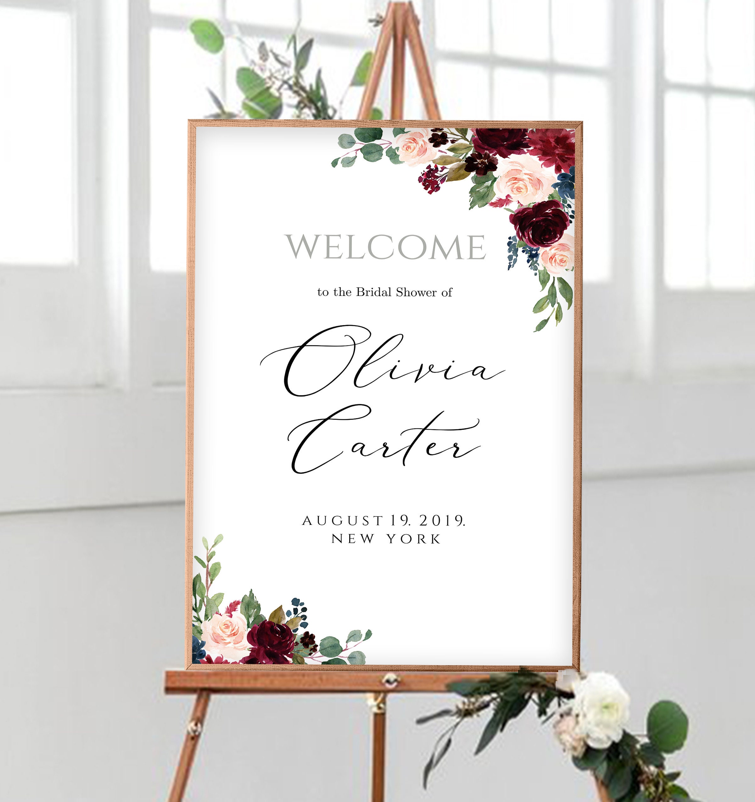 Navy and Maroon Instant Download Fully Customizable Printable Bridal ...