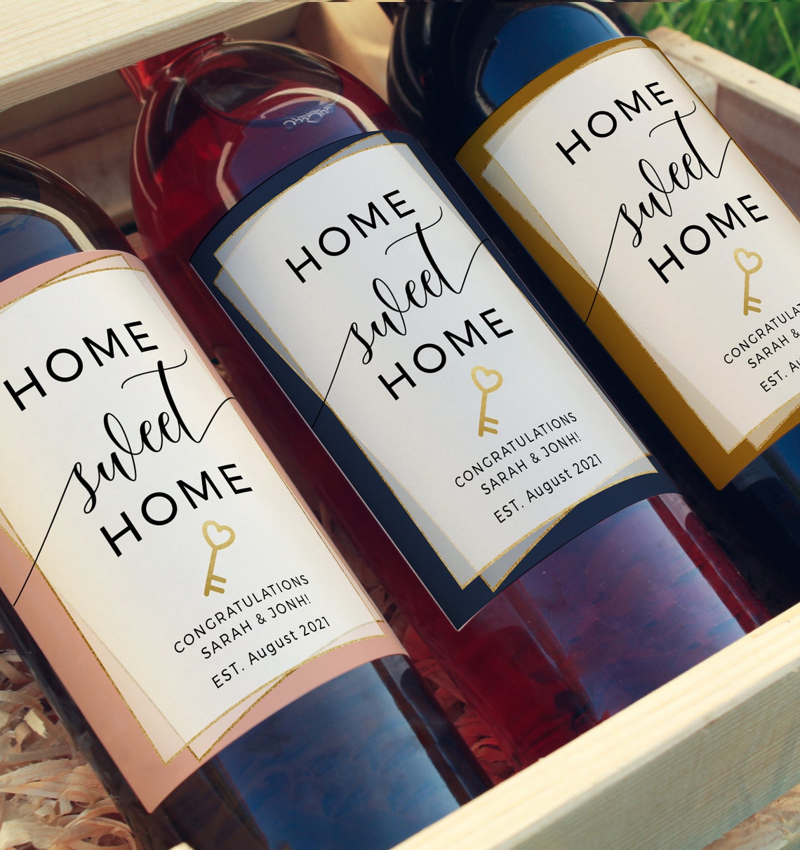 Home Sweet Home Wine Label, Housewarming Gift, Instant Download, 100% ...