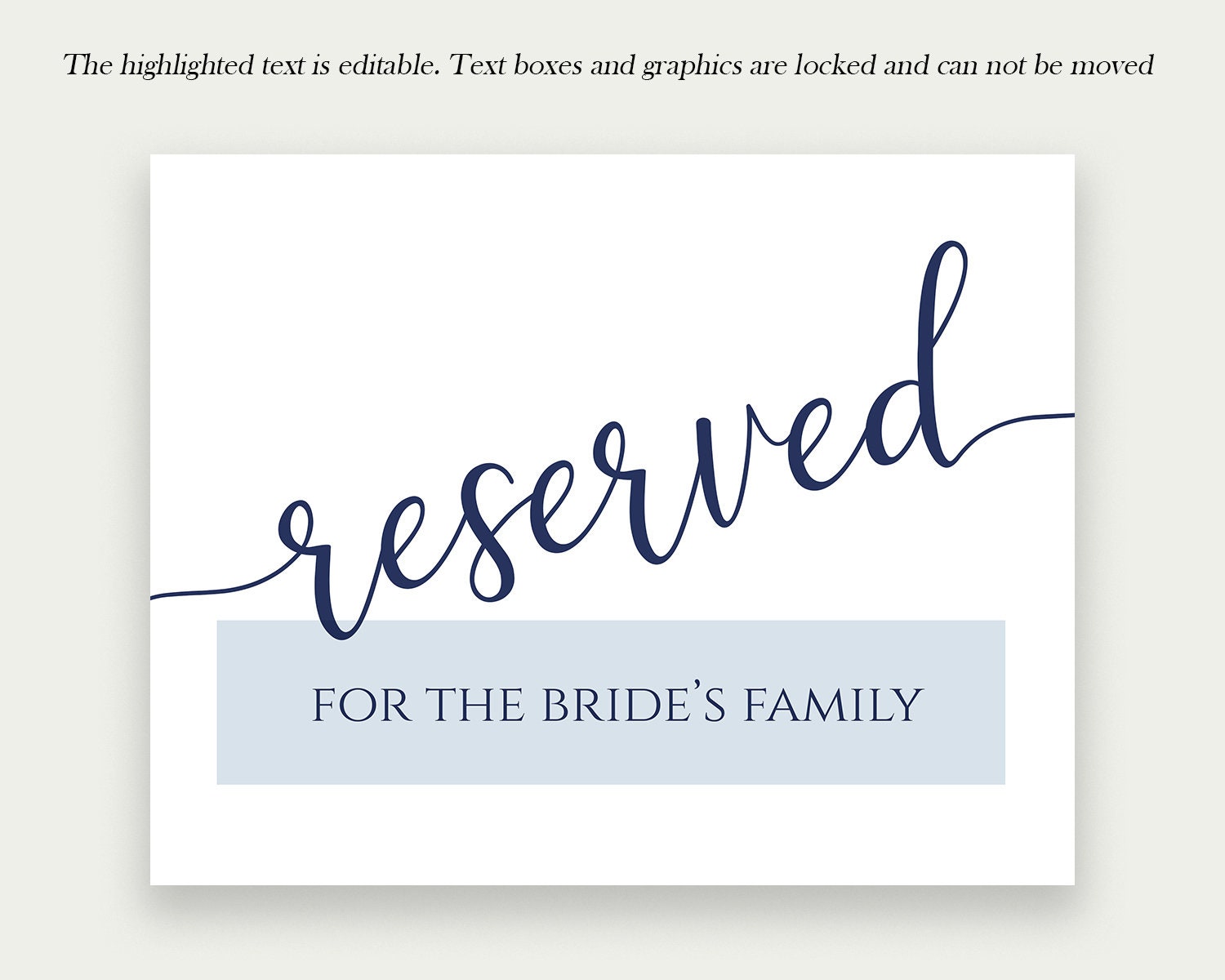 Editable Reserved Printable Reserved Wedding Sign Reserved | Etsy