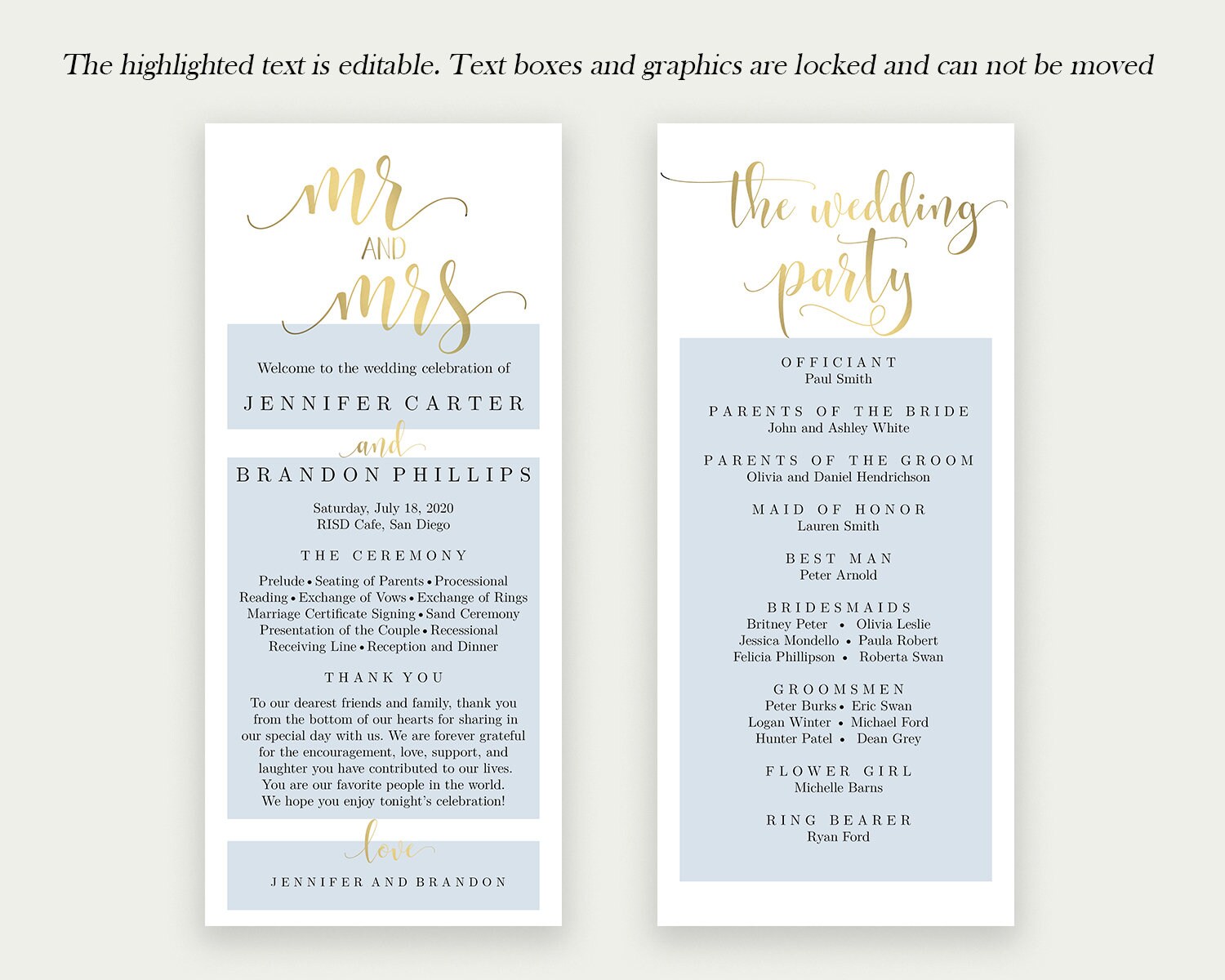 Printable Wedding Program Template Editable Wedding Programs - Etsy