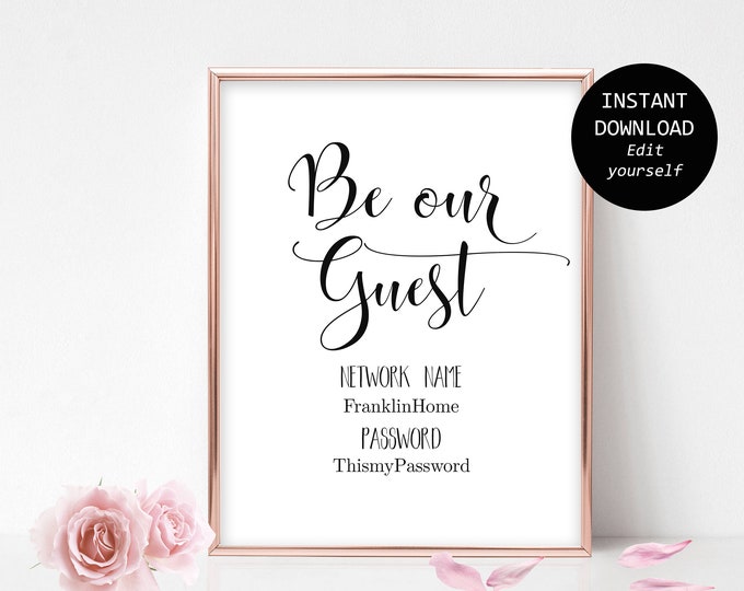 Blank WIFI Password Printable Sign PDF, Beach House Art, Pineapple Art ...