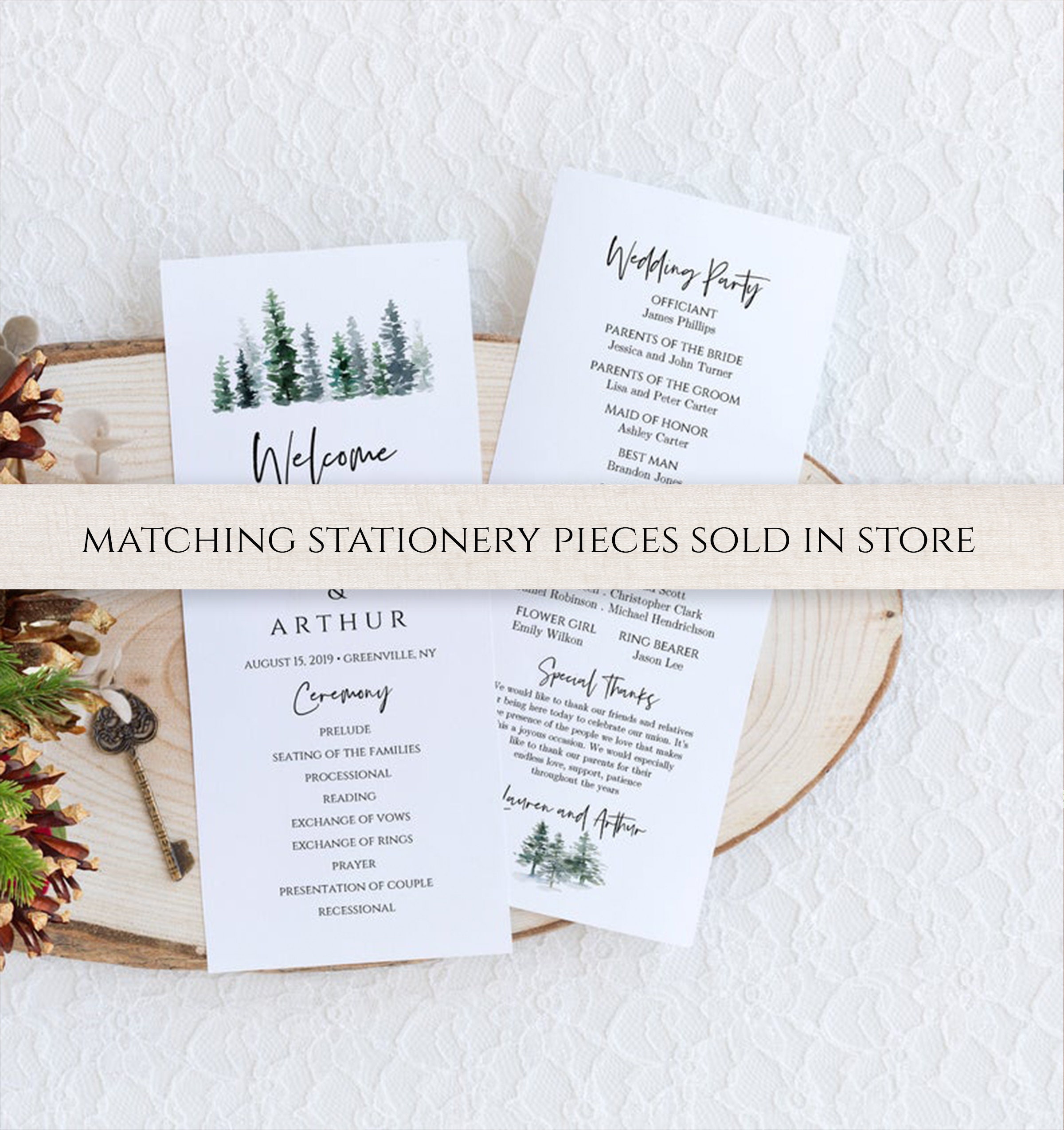 Evergreen Pine Tree Wedding Sign Template: Editable Custom Bridal ...