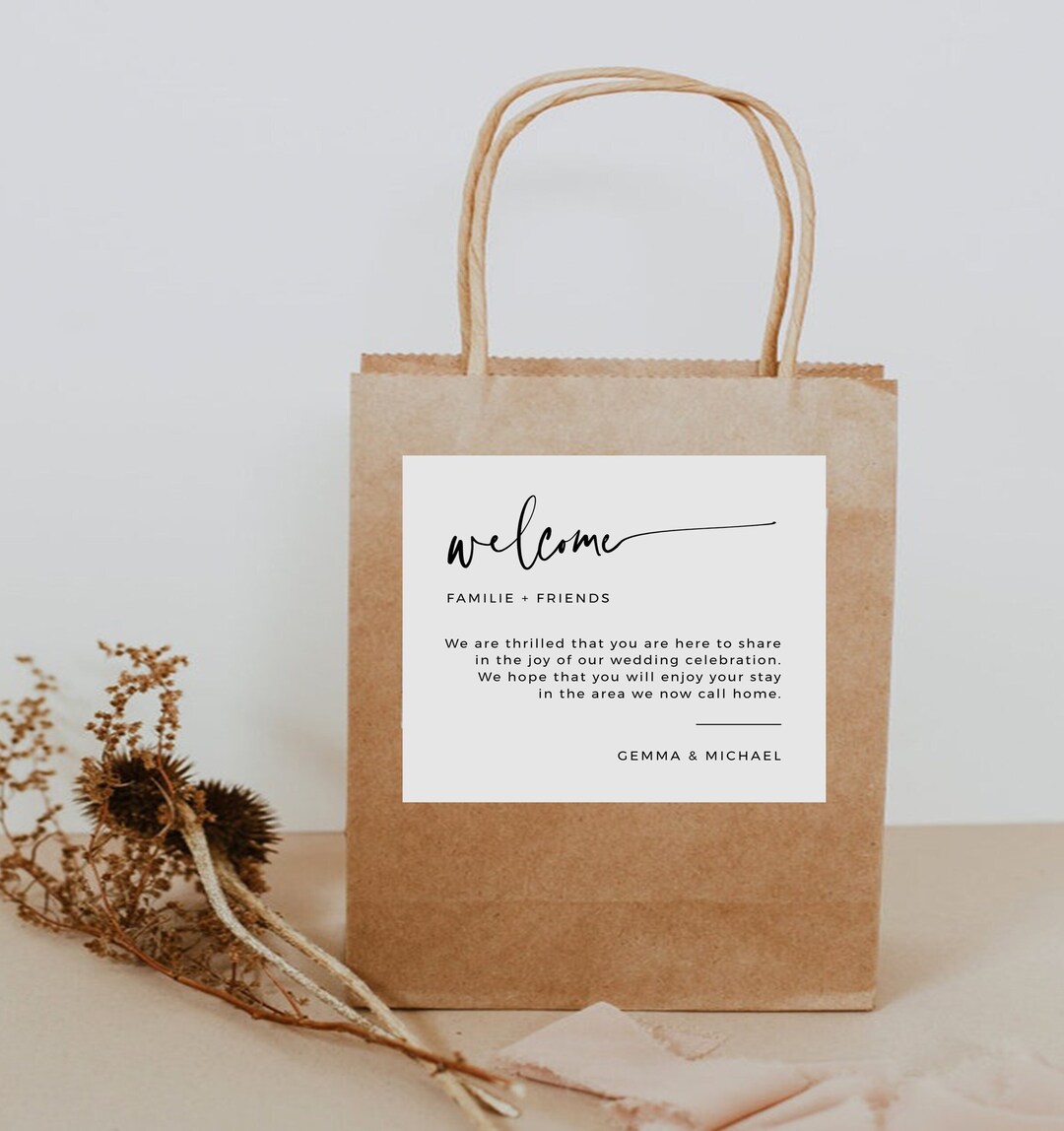 Modern Welcome Bag Label Template, Hotel Guest Bag Label, Monogram ...