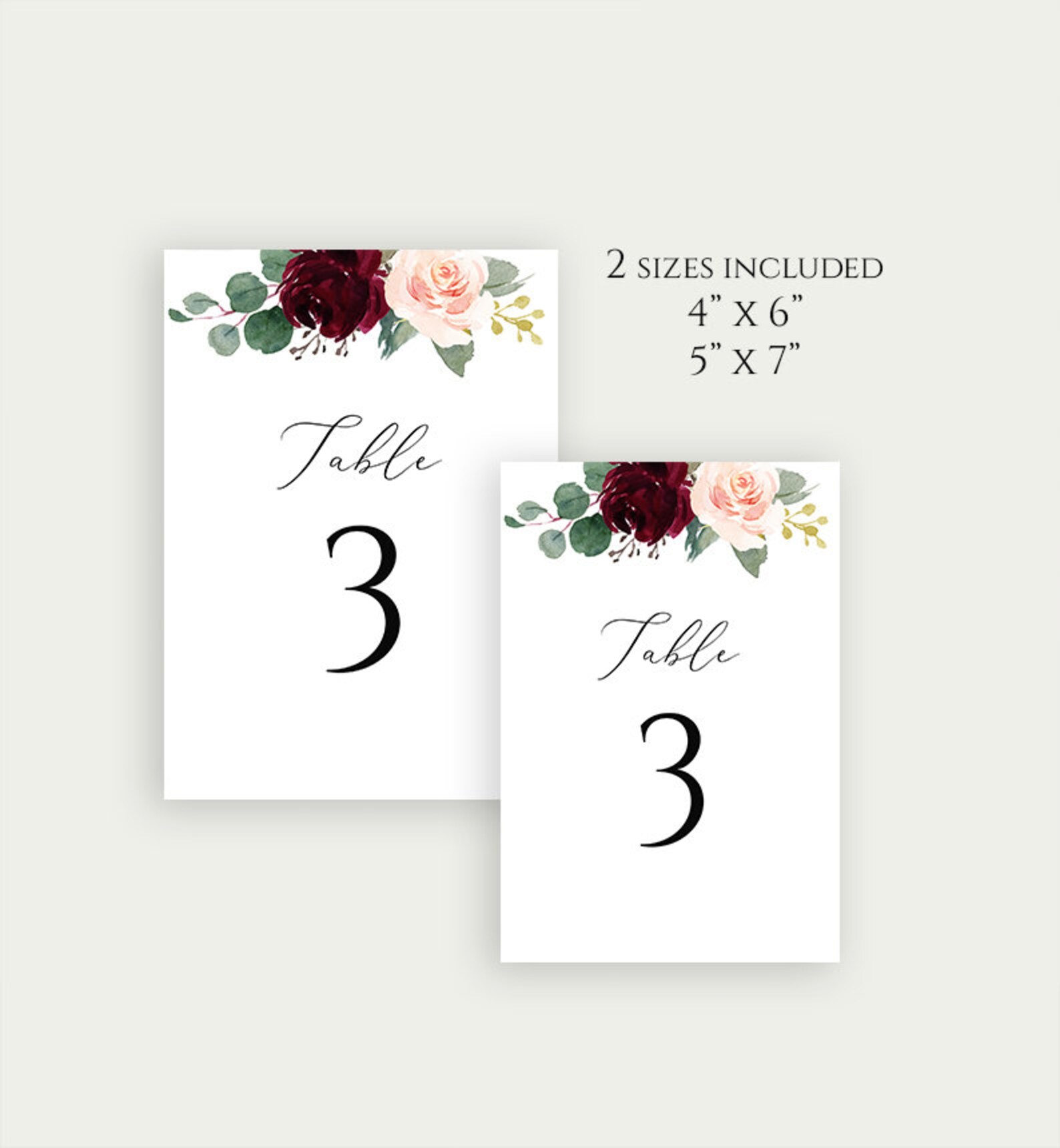 Wedding Table Numbers Printabl Table Numbers Template - Etsy