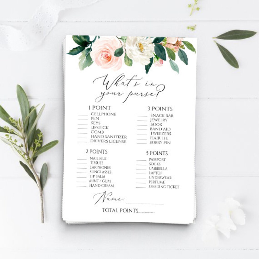What's in Your Purse Game, Whats in Your Purse Bridal Shower Games ...