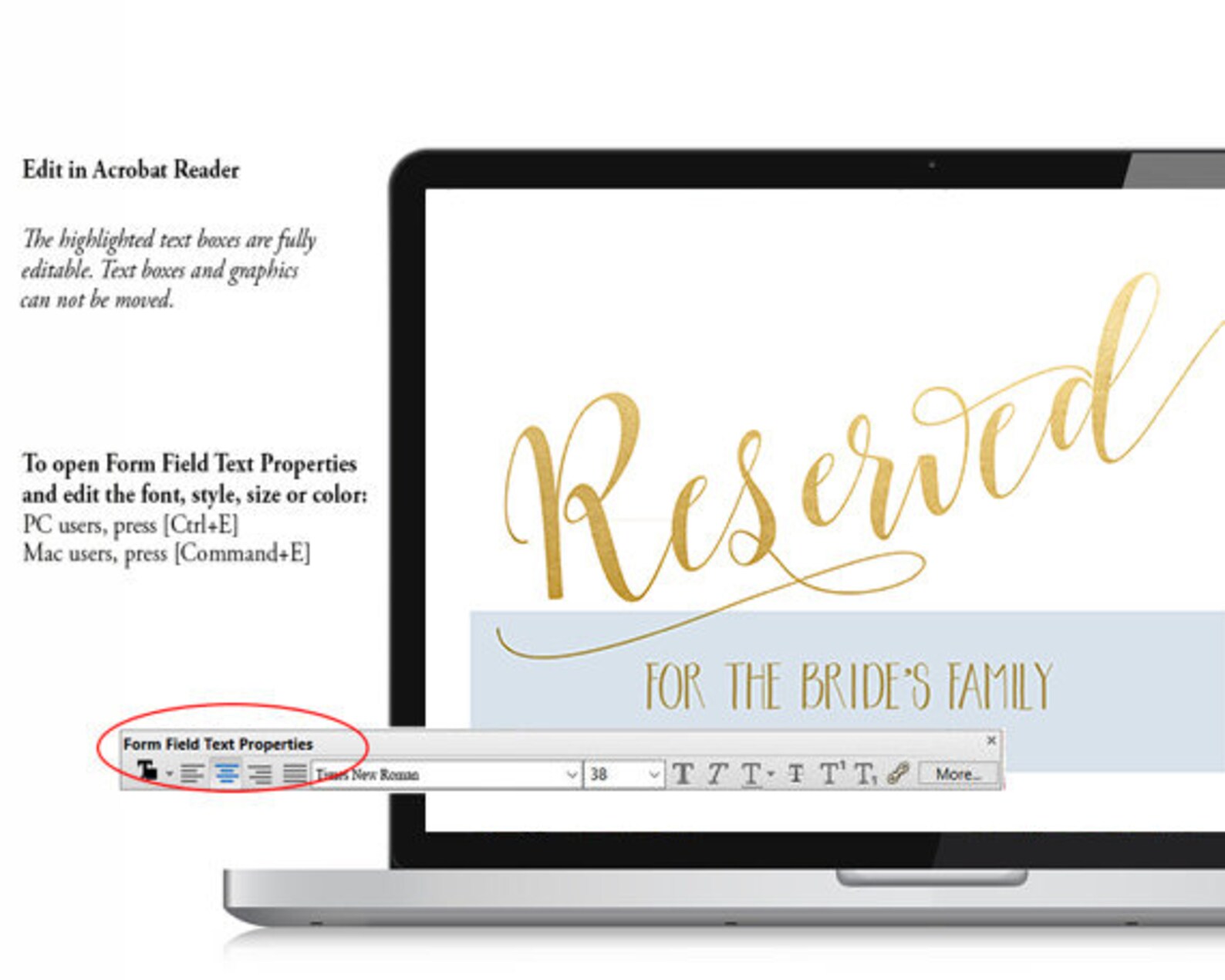 Reserved Sign Template Editable Reserved Printable Wedding | Etsy