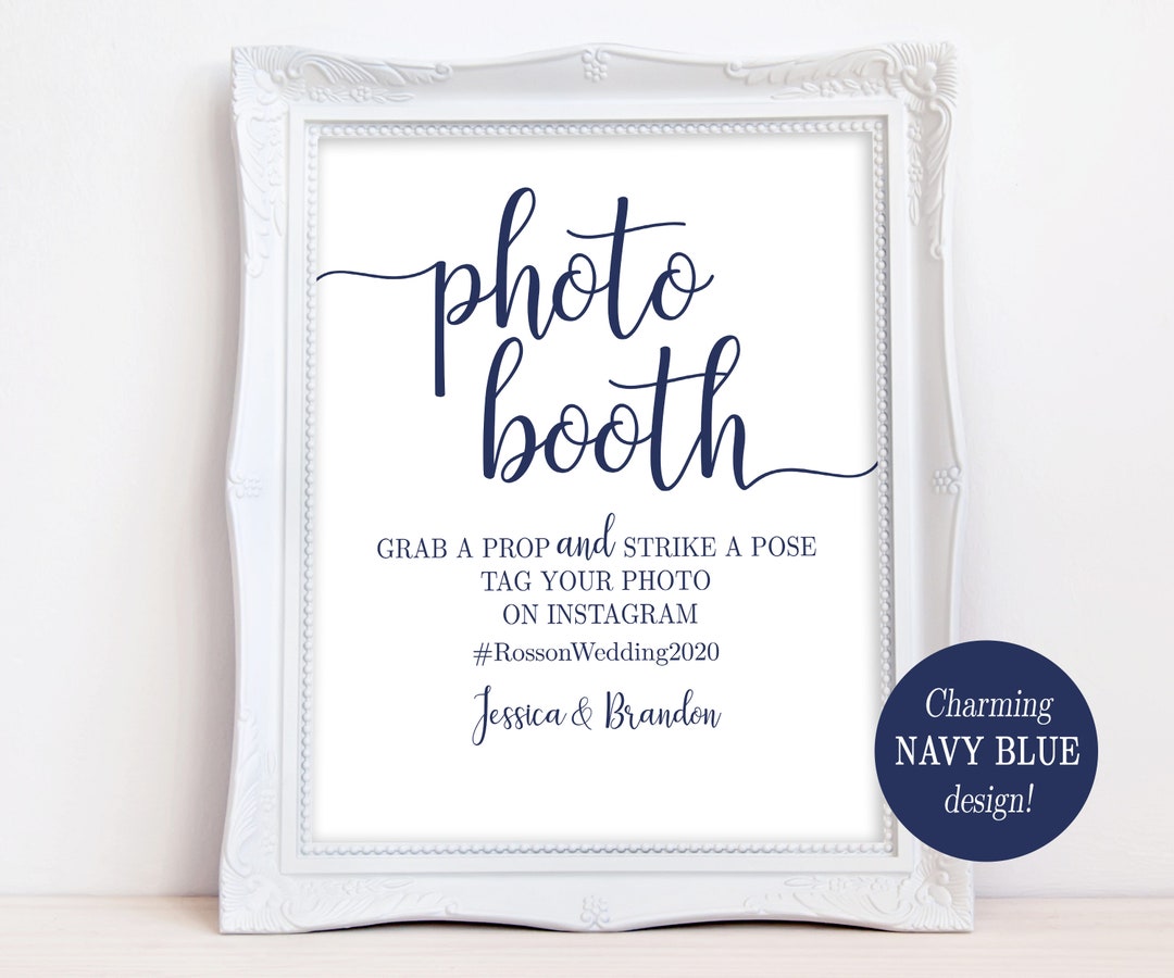 Printable Wedding Photobooth Sign Navy Blue Wedding Reception Signs ...