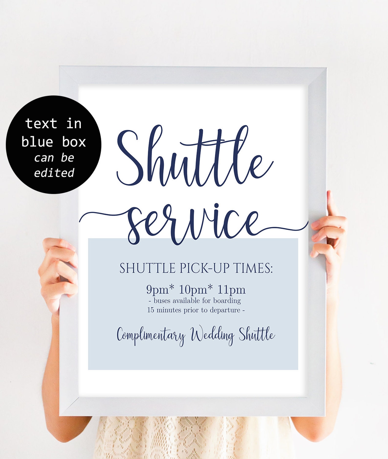 Navy Blue Wedding Shuttle Service Sign Printable Wedding - Etsy