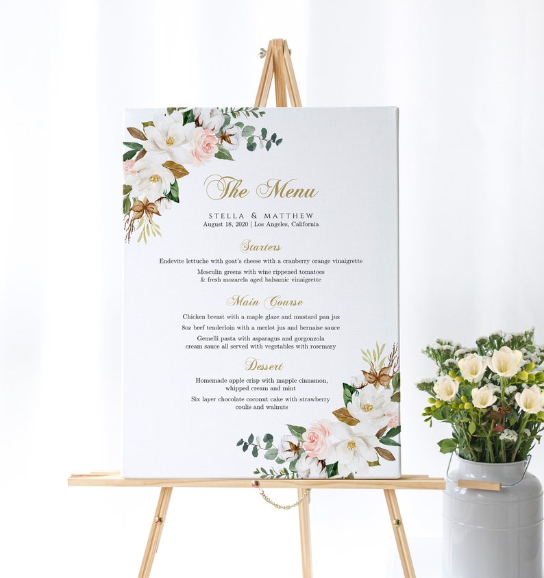 Wedding Menu Sign Template Printable Wedding Menu Board DIY - Etsy