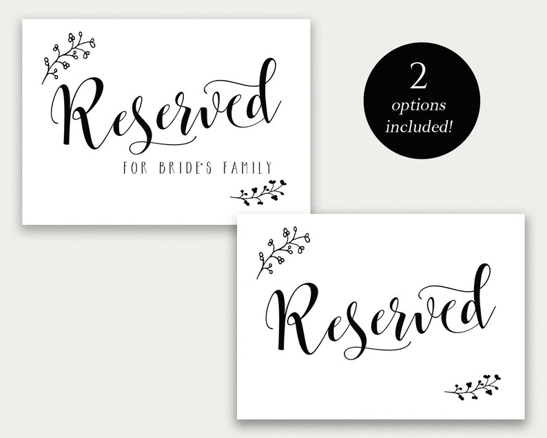 Rustic Reserved Sign Reserved Printable Reserved Wedding Sign - Etsy