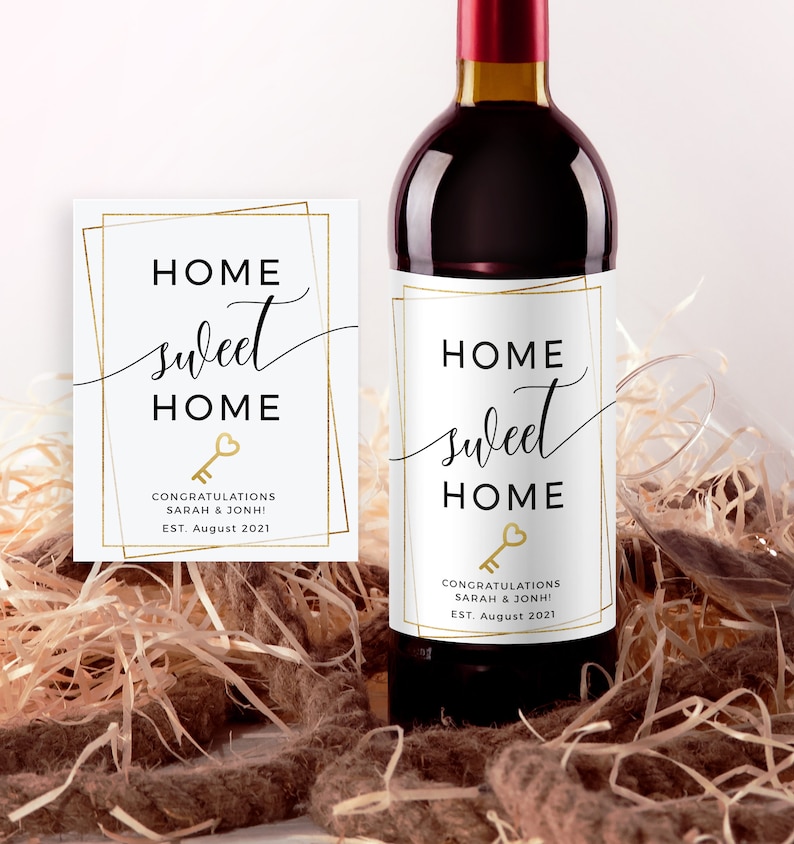 Home Sweet Home Wine Label Housewarming Gift Instant - Etsy